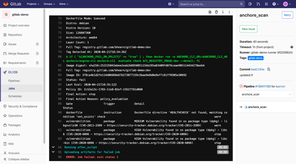 Anchore and GitLab Pipeline Configuration • Anchore